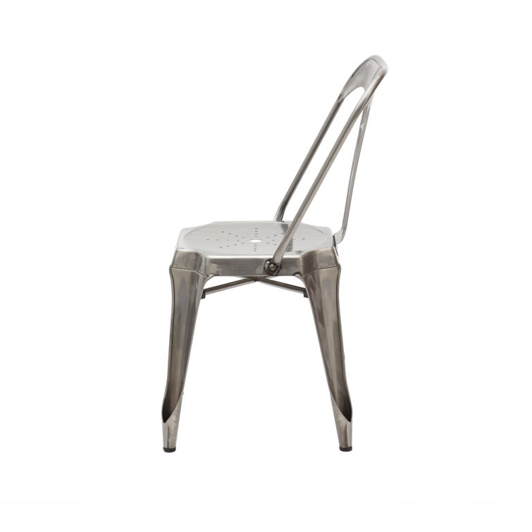 Williston Forge Bouie Metal Slat Back Stacking Side Chair Uk